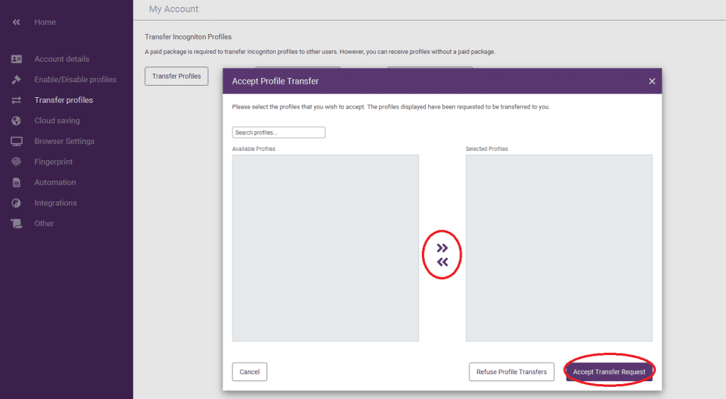Guide - how to transfer profiles between users - Incogniton