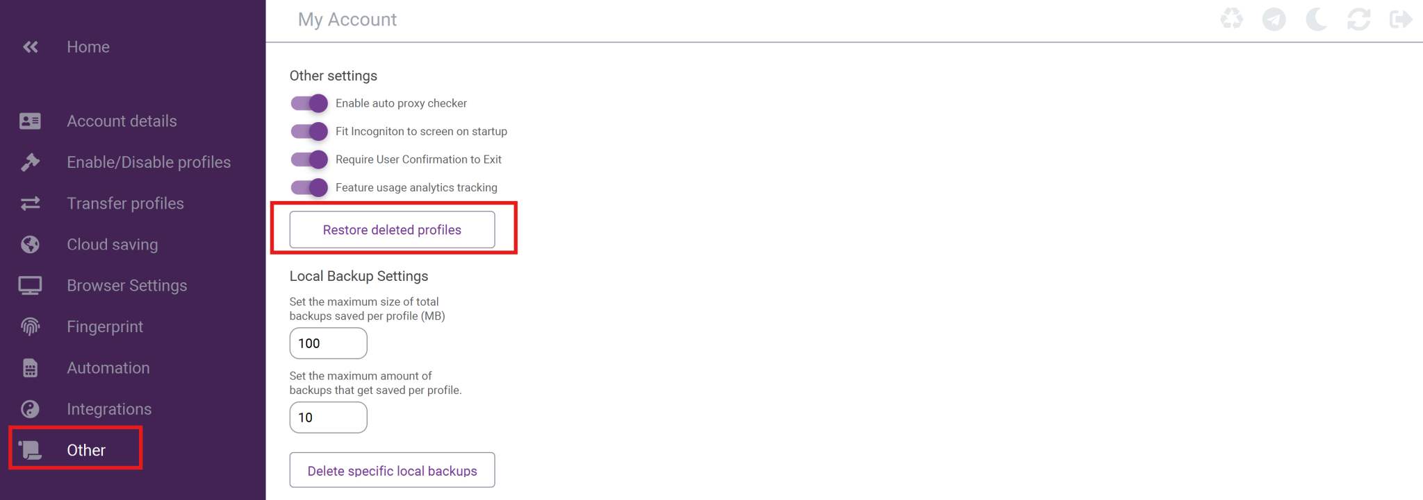Guide - How to restore deleted profiles - Incogniton